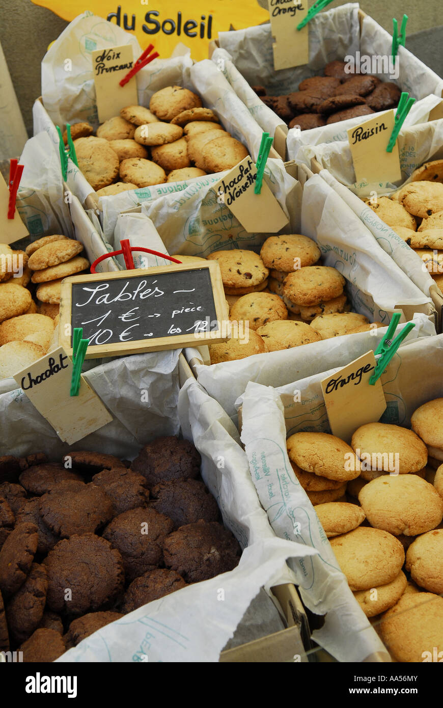 display of biscuits, market stall, provence, france Stock Photo - Alamy