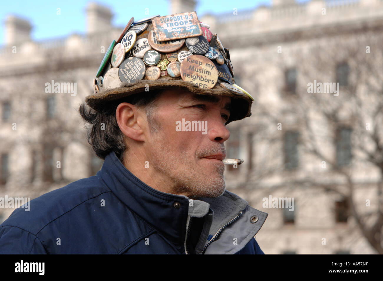 Brian Haw peace protester parliament square started 2nd June 2001 Stock ...