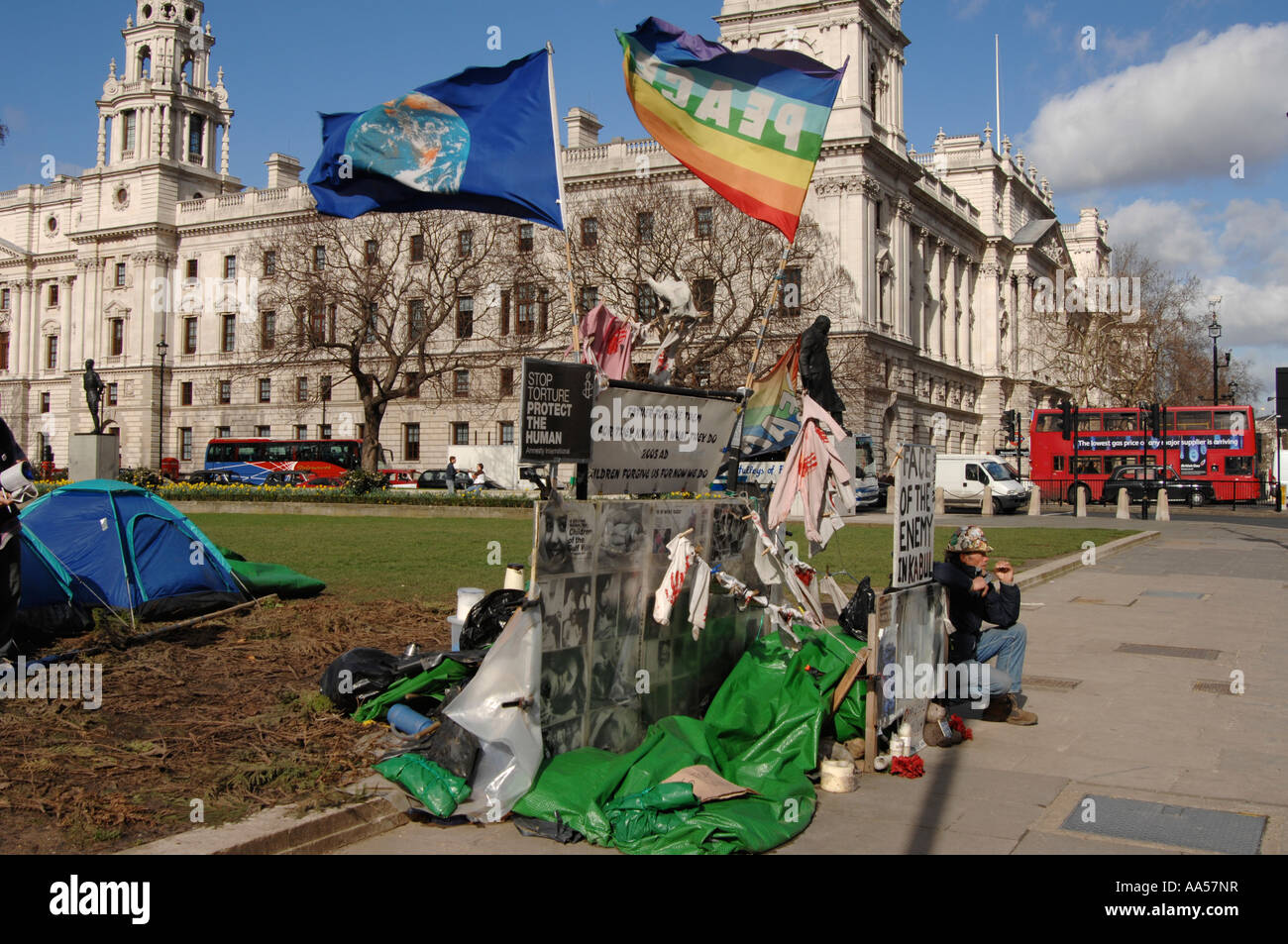 Brian Haw peace protester parliament square started 2nd June 2001 Stock ...