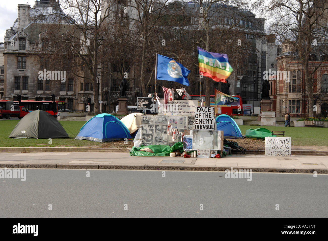 Brian Haw peace protester parliament square started 2nd June 2001 Stock ...