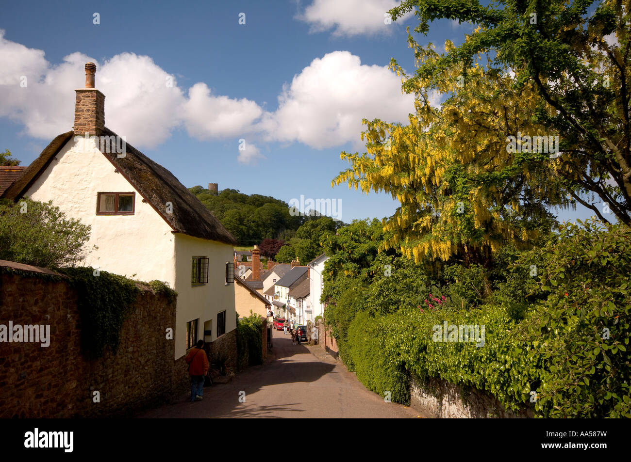 Dunster town centre view Exmoor Somerset UK Stock Photo - Alamy