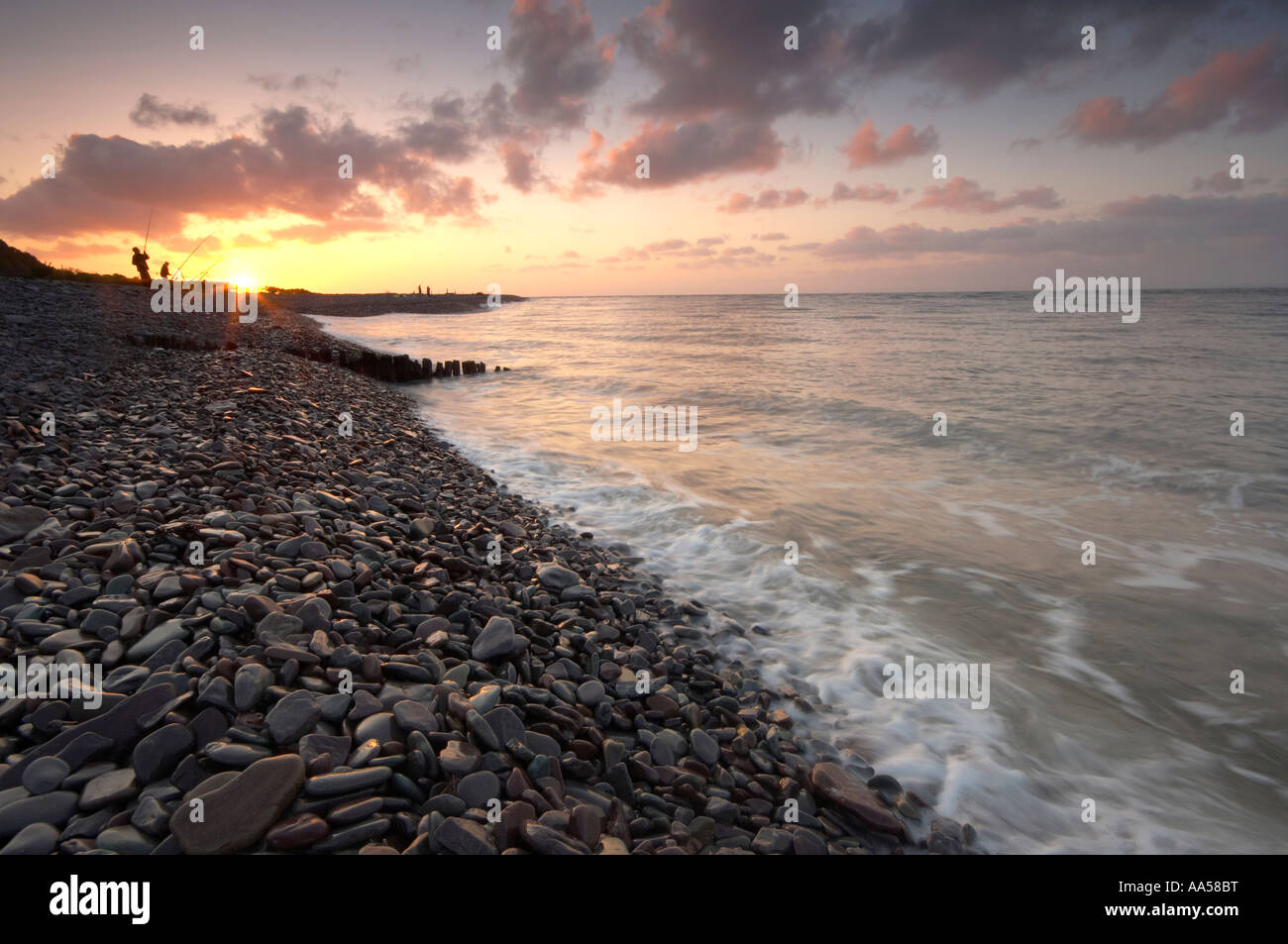 Porlock weir seafront sunset Exmoor Somerset UK Stock Photo - Alamy