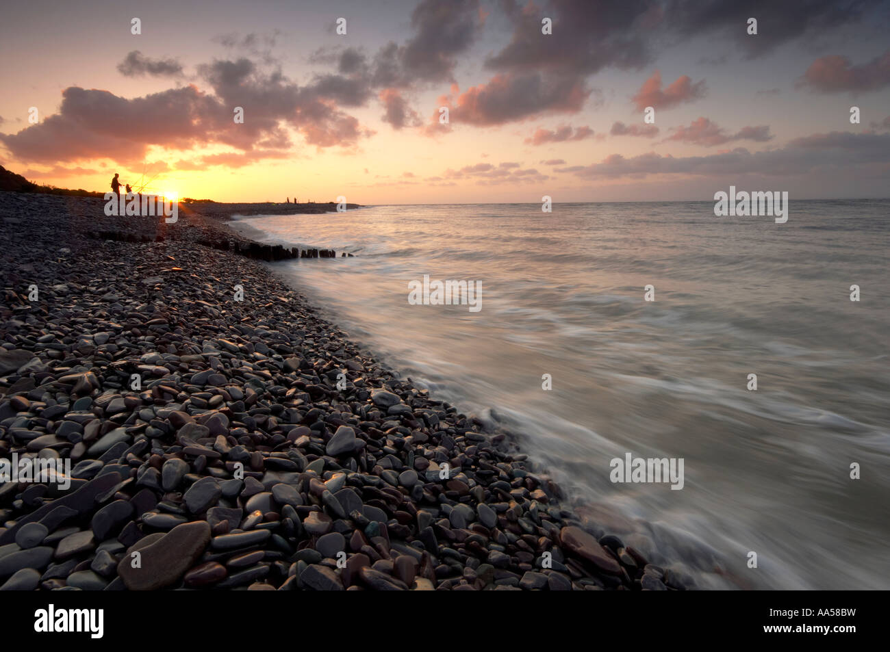 Porlock weir seafront sunset Exmoor Somerset UK Stock Photo - Alamy