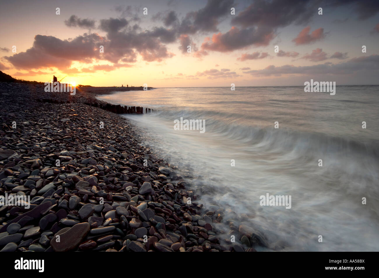 Porlock weir seafront sunset Exmoor Somerset UK Stock Photo - Alamy