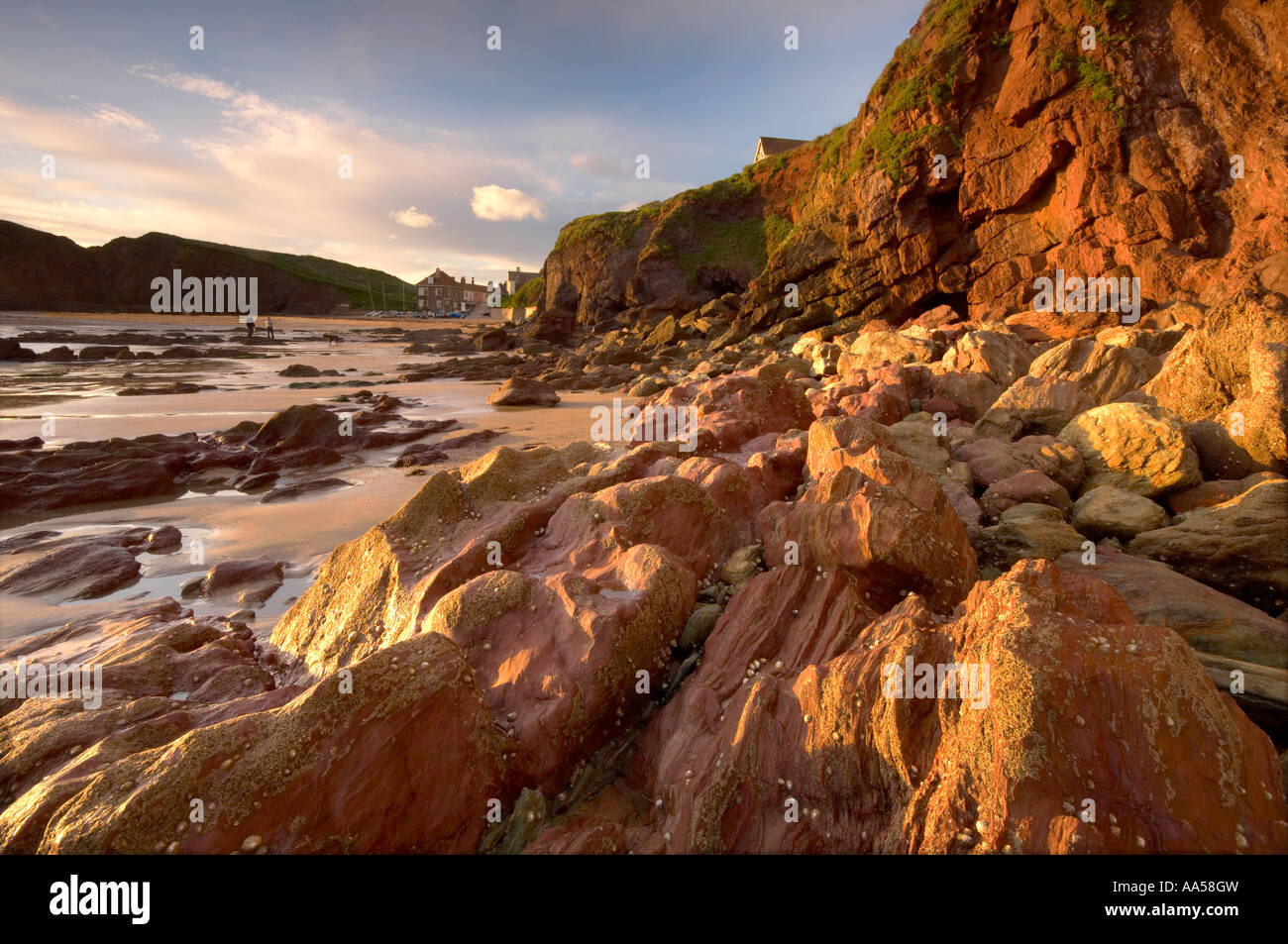 Hope Cove sunset Devon UK Stock Photo - Alamy
