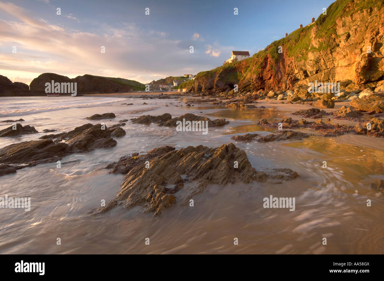 Hope Cove sunset Devon UK Stock Photo - Alamy