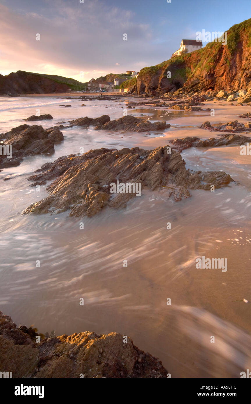 Hope Cove sunset Devon UK Stock Photo - Alamy