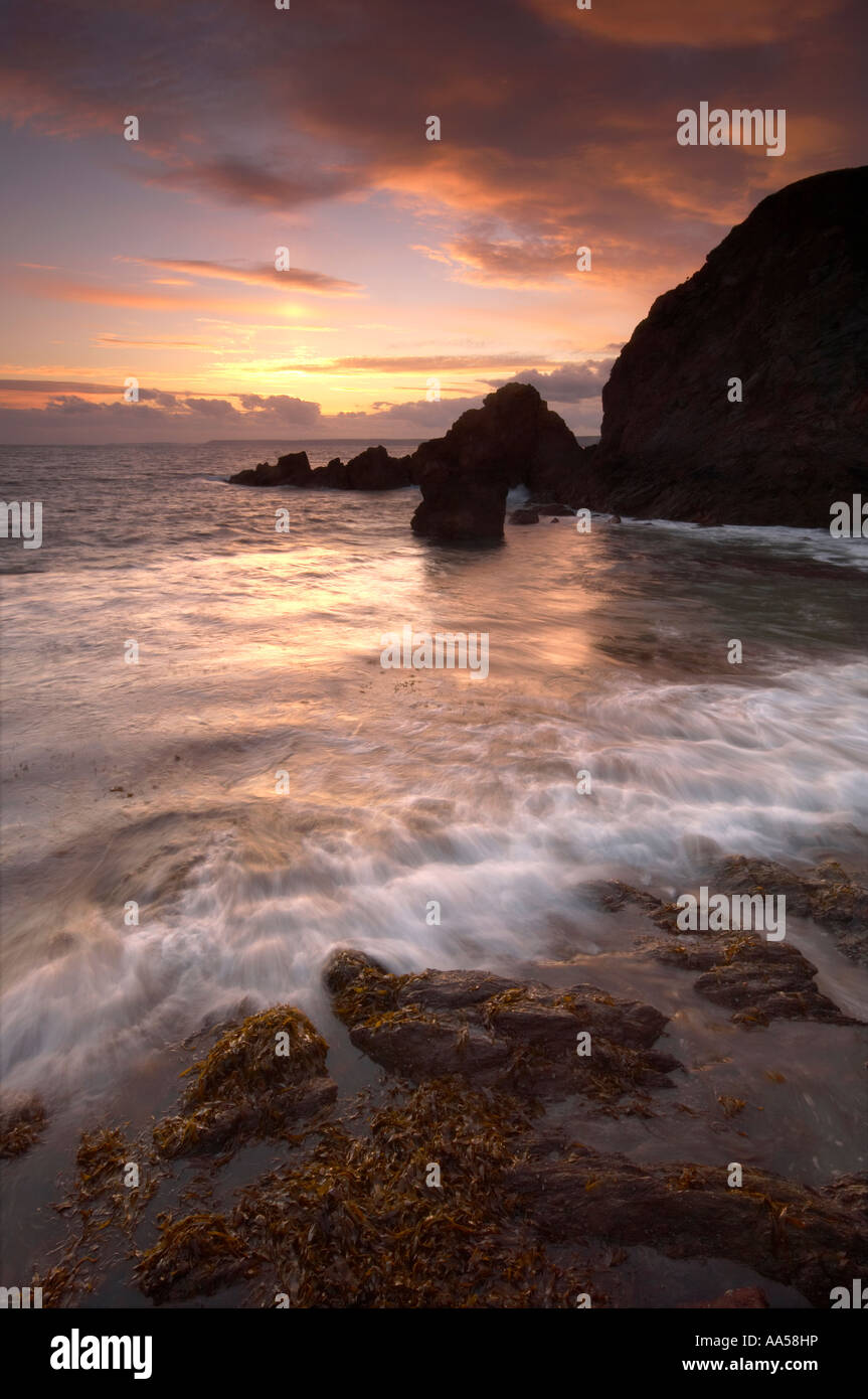 Hope Cove sunset Devon UK Stock Photo - Alamy