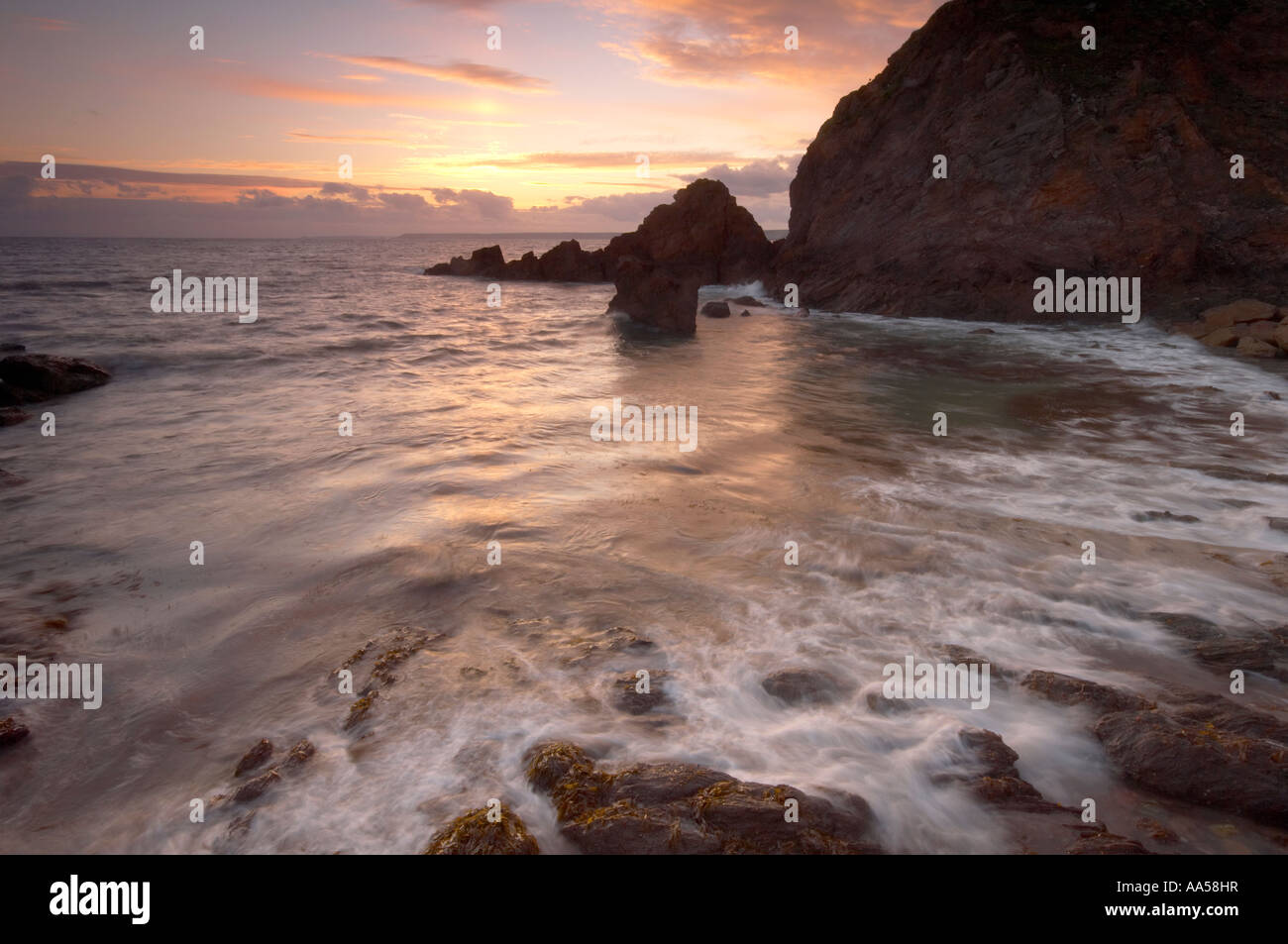 Hope Cove sunset Devon UK Stock Photo - Alamy