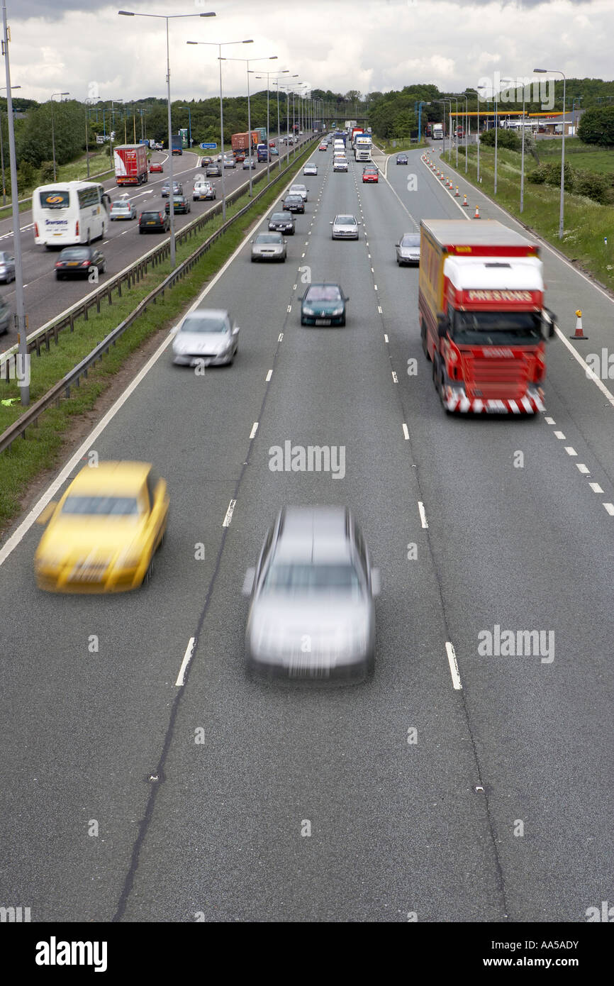 Motorway traffic on the M62 near Huddersfield Yorkshire England UK ...