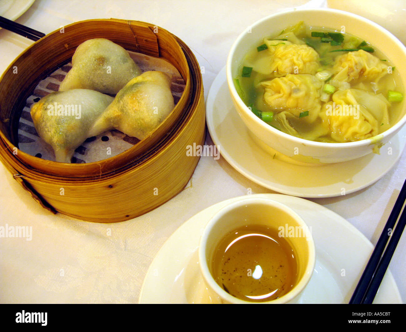 Selection of dim sum including wonton Stock Photo - Alamy