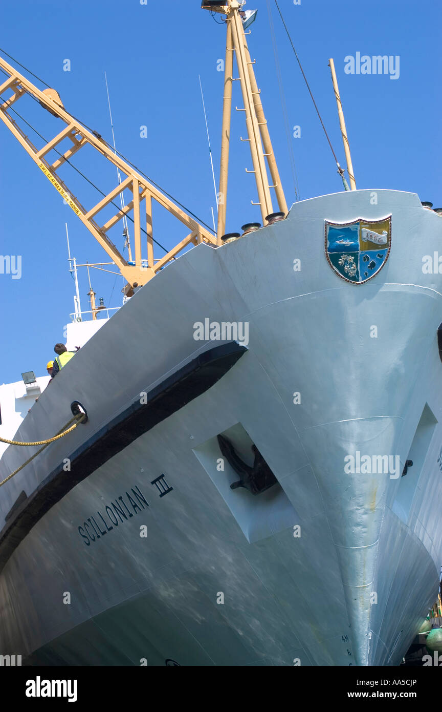 Scillonian III a passenger and goods ferry in St Mary's Harbour, Isles ...