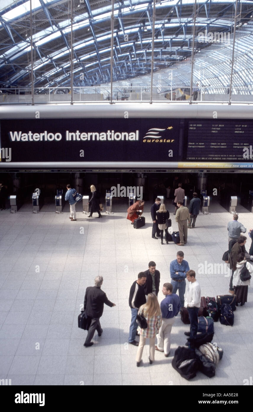 Waterloo London Eurostar international railway terminal entrance with ...