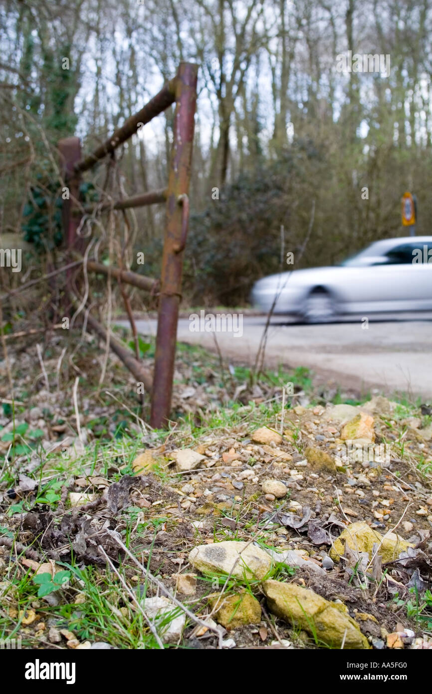 Car speeding through country lane Stock Photo - Alamy
