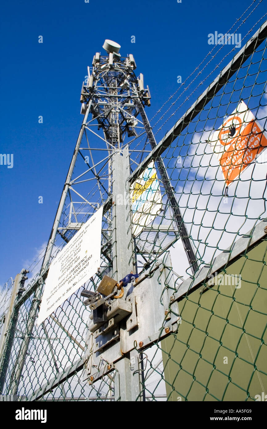 Security Fence Protecting a Mobile Phone Tower Stock Photo - Alamy