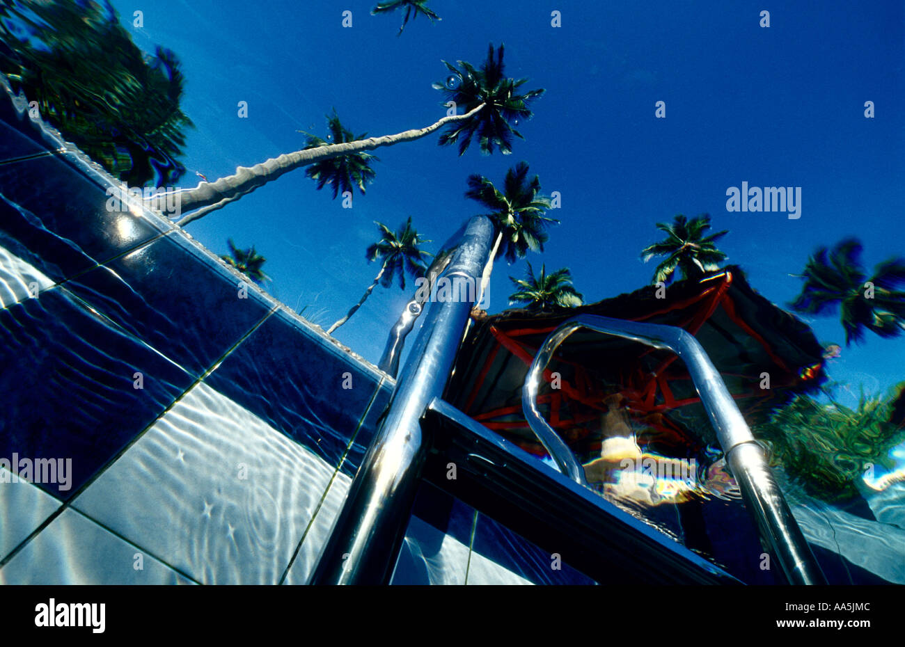 Swimming pool steps from underwater Stock Photo - Alamy