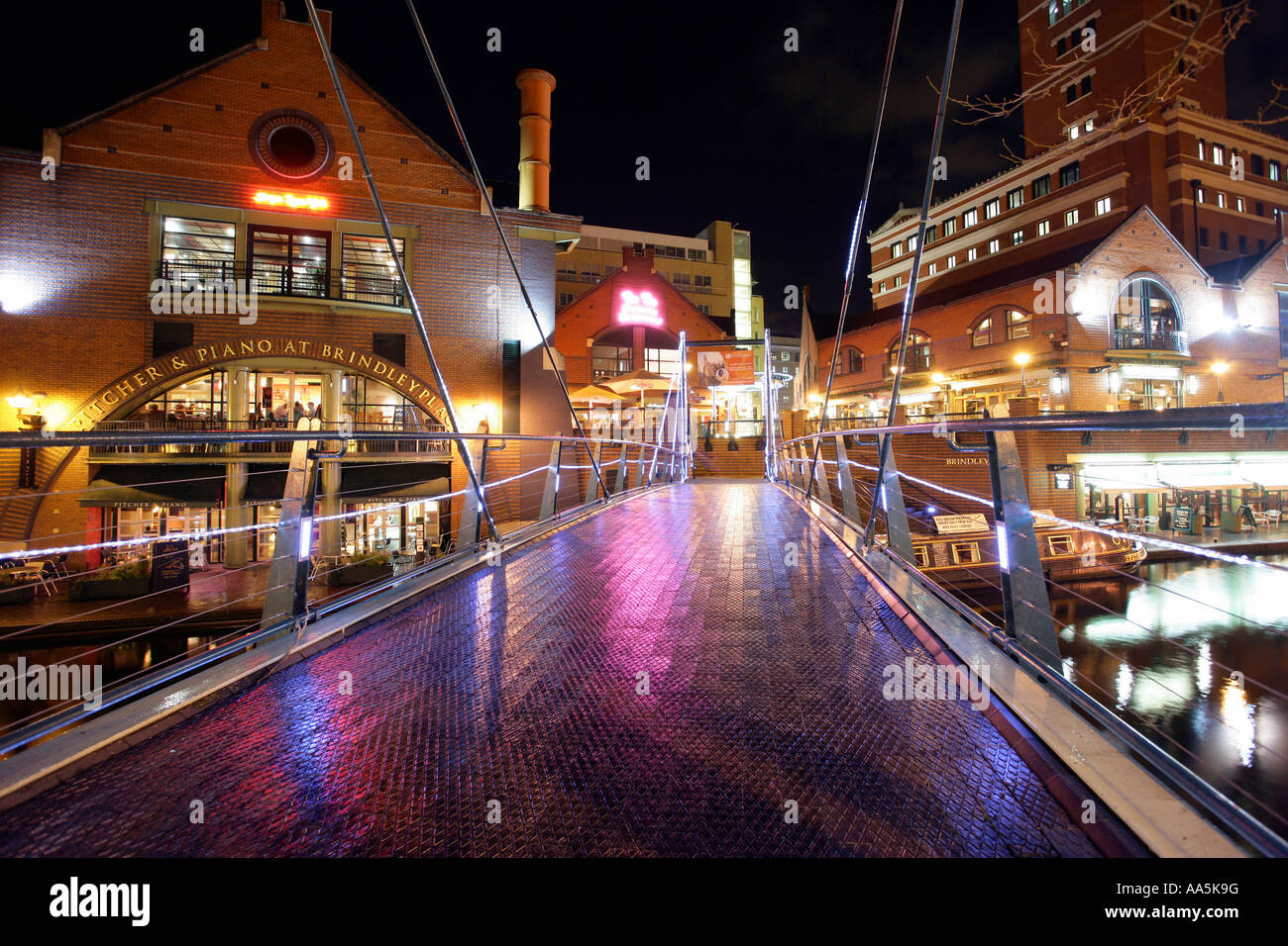 Brindleyplace at night Birmingham England UK Bridge bars restaurants ...