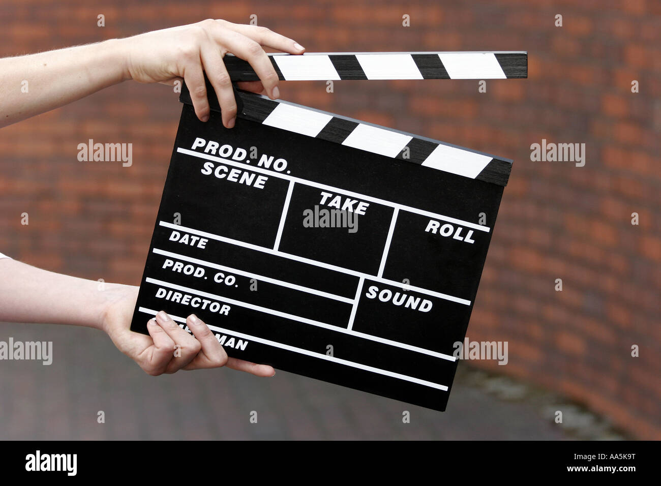 Blank clapper board used in filming Stock Photo - Alamy