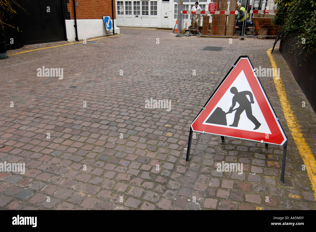 Road Works Sign Stock Photo - Alamy