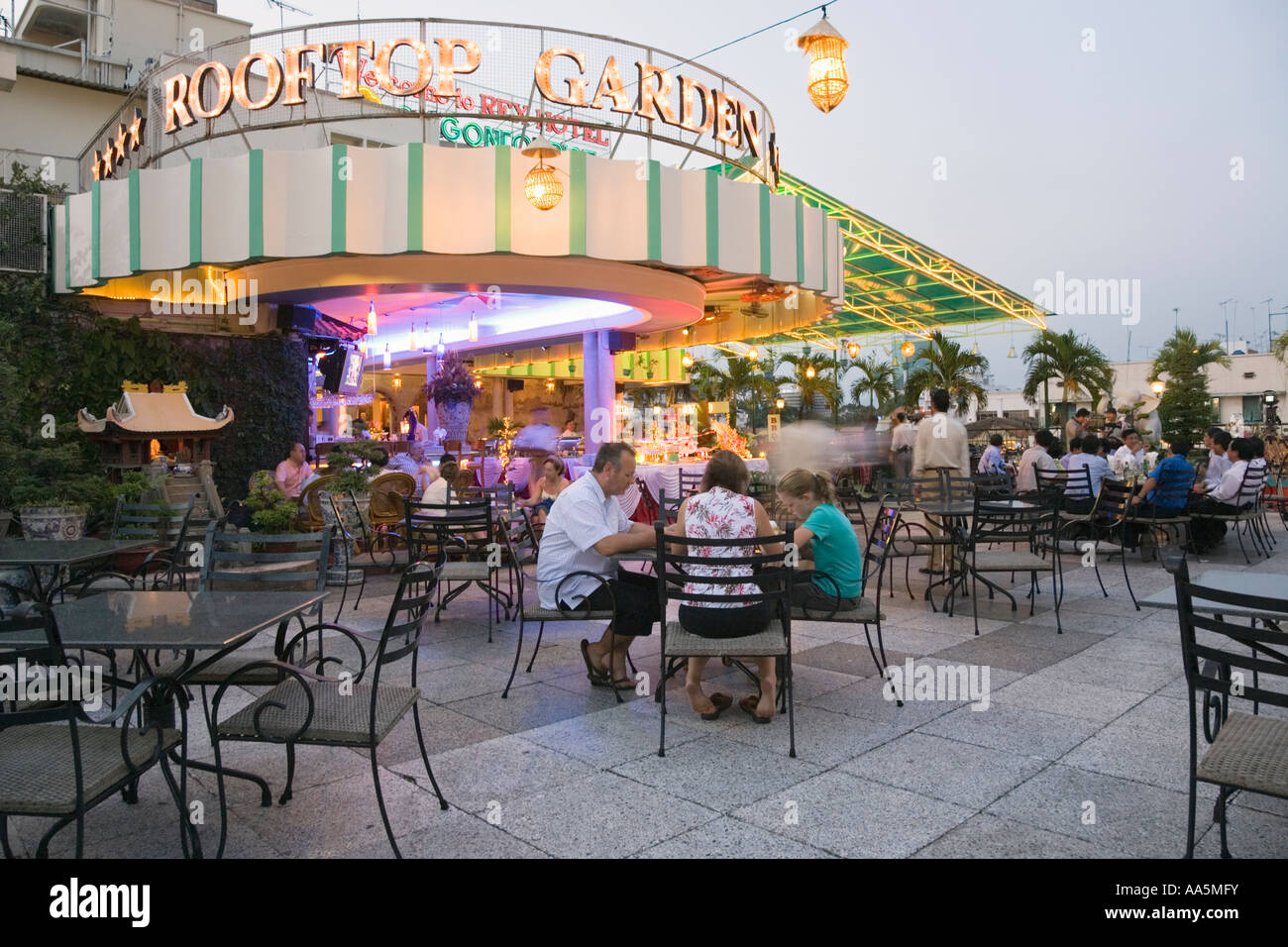 Rex Hotel roof terrace bar and restaurant, Ho Chi Minh City, Vietnam ...