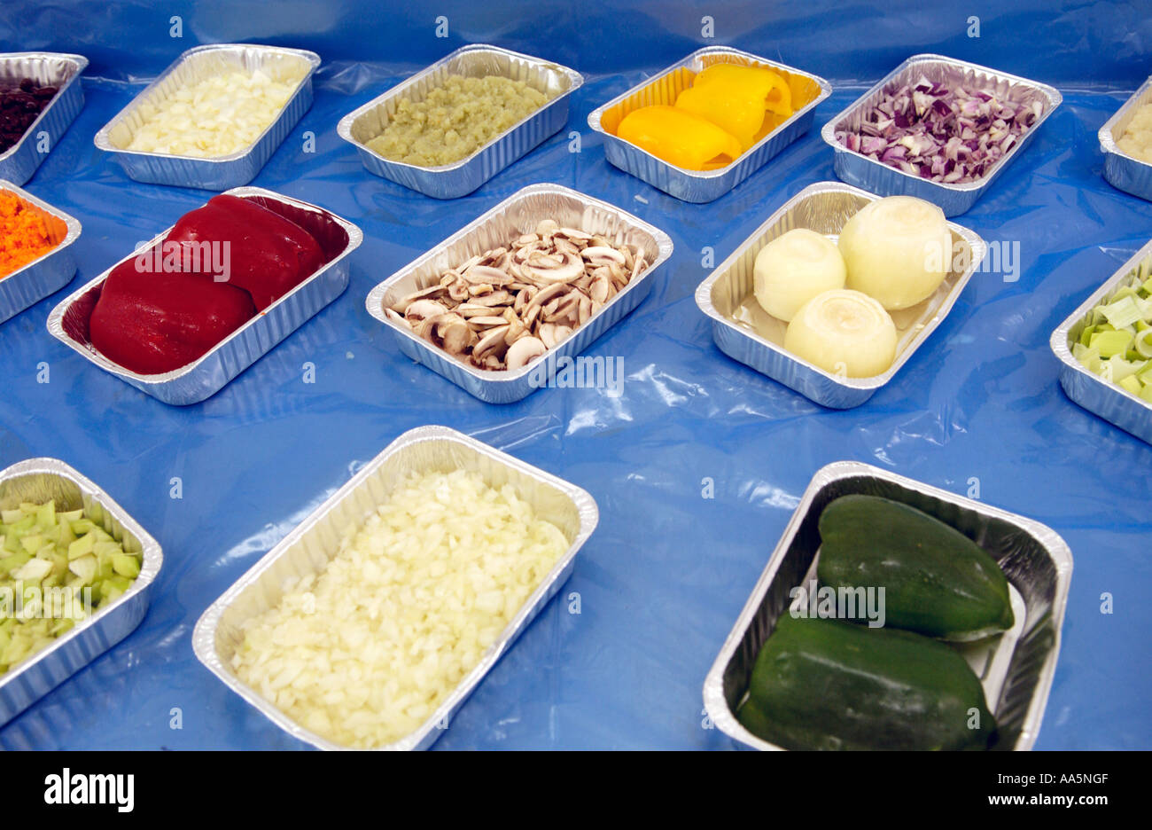 Display of fresh ingredients for making chilled ready meals Stock Photo ...