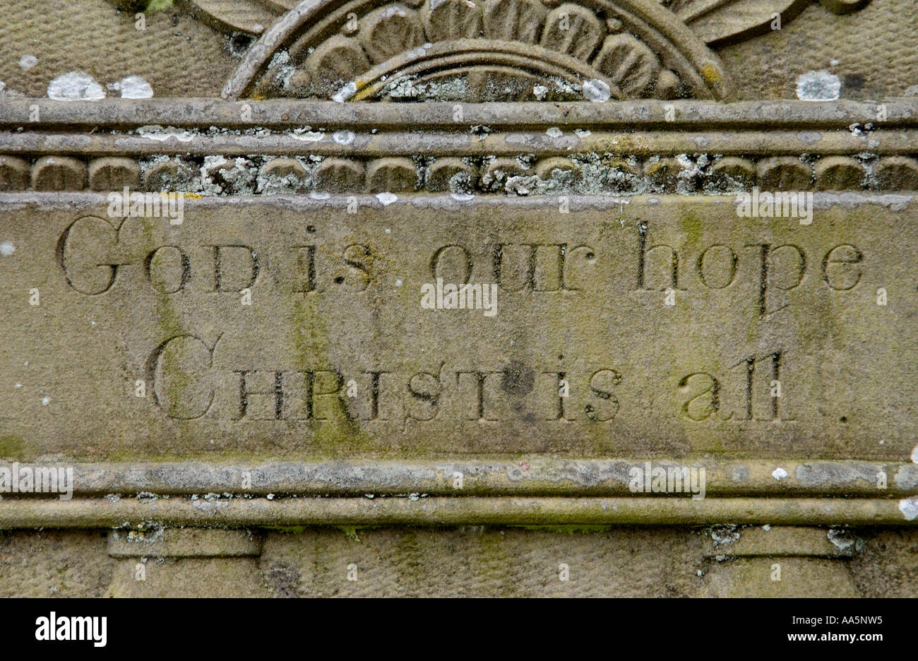 GOD IS OUR HOPE CHRIST IS ALL inscription on gravestone at St James ...