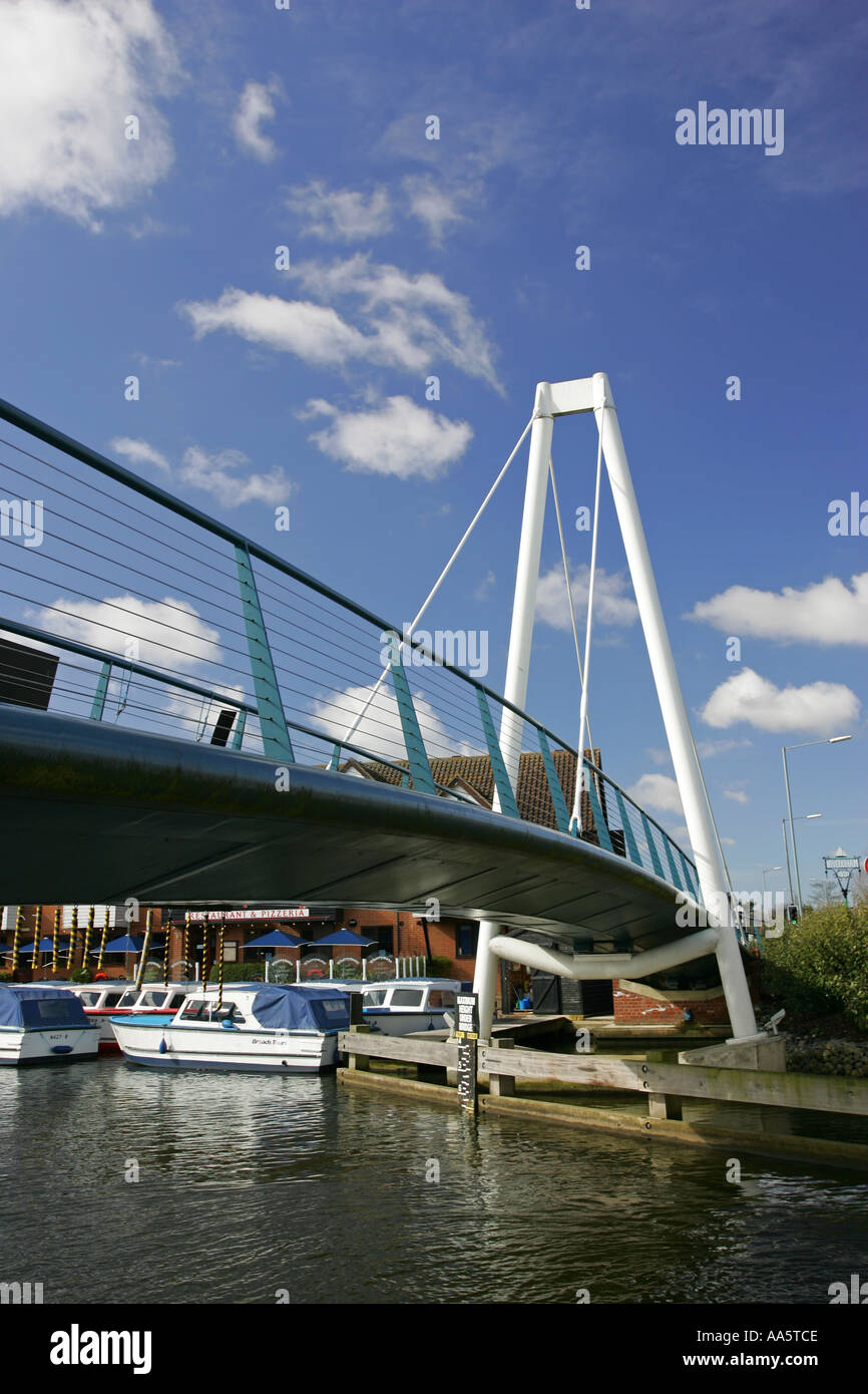 New pedestrian bridge spans the water at Wroxham village on the popular ...