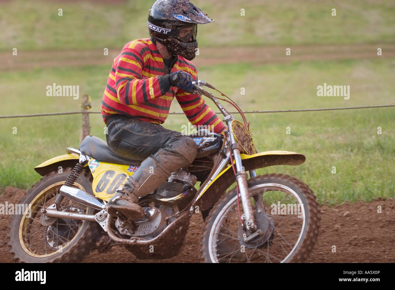 A close up of a motorcycle rider in a competition in the Uk called ...