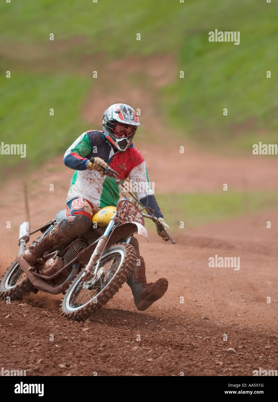 a motorcycle rider in a competition in the Uk called Motocross or ...