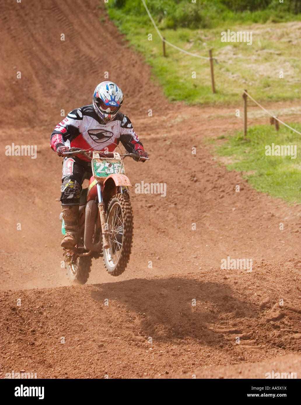 a motorcycle rider in a competition in the Uk called Motocross or ...