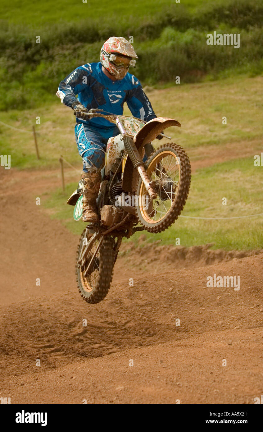 a motorcycle rider in a competition in the Uk called Motocross or ...