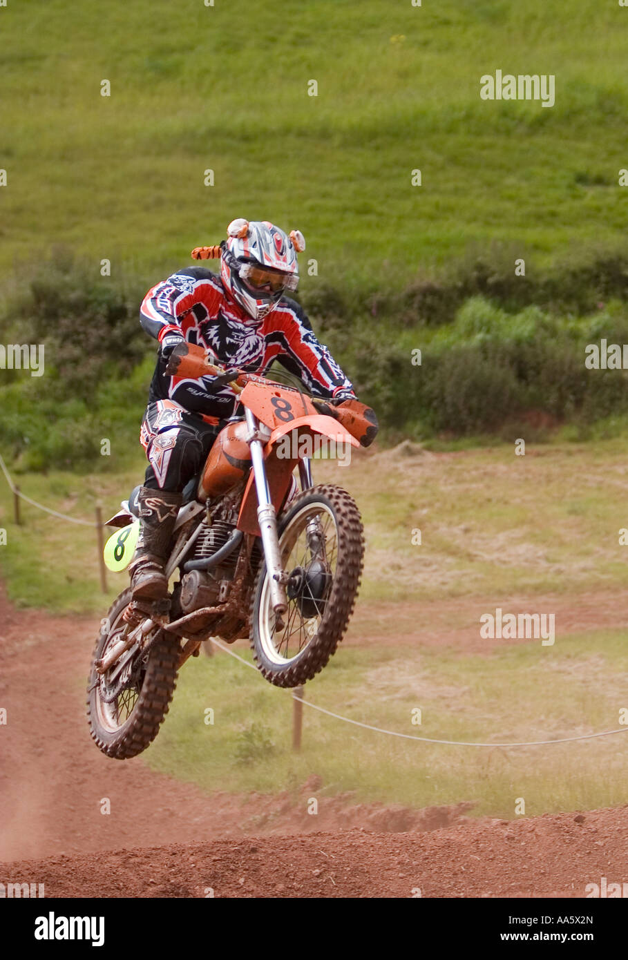 a motorcycle rider in a competition in the Uk called Motocross or ...