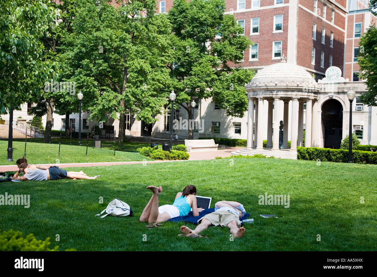 Student Relaxing on Columbia University Campus Stock Photo - Alamy