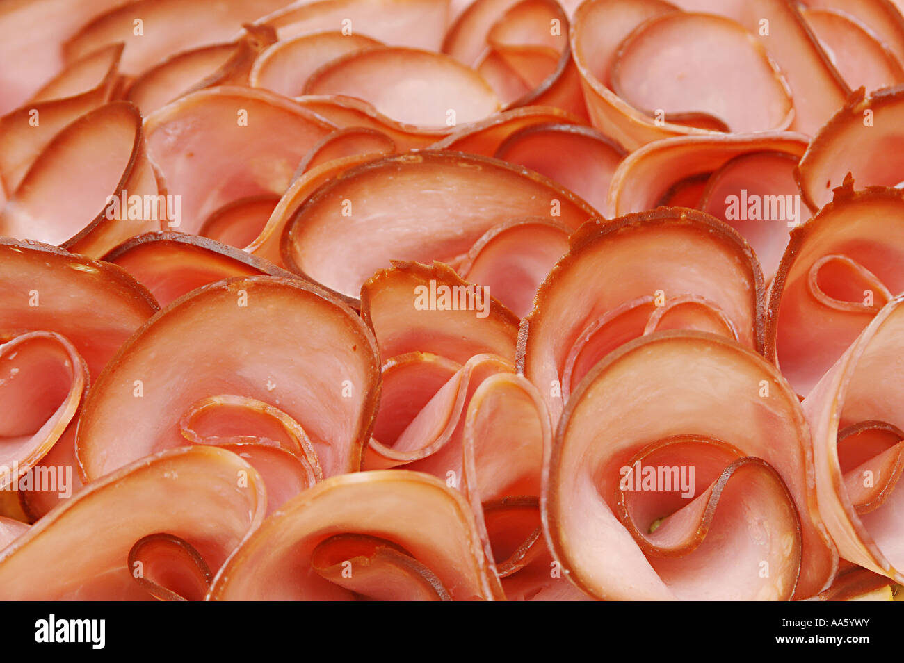 Cold platter with smoked ham rose shaped decorated platter Stock Photo ...