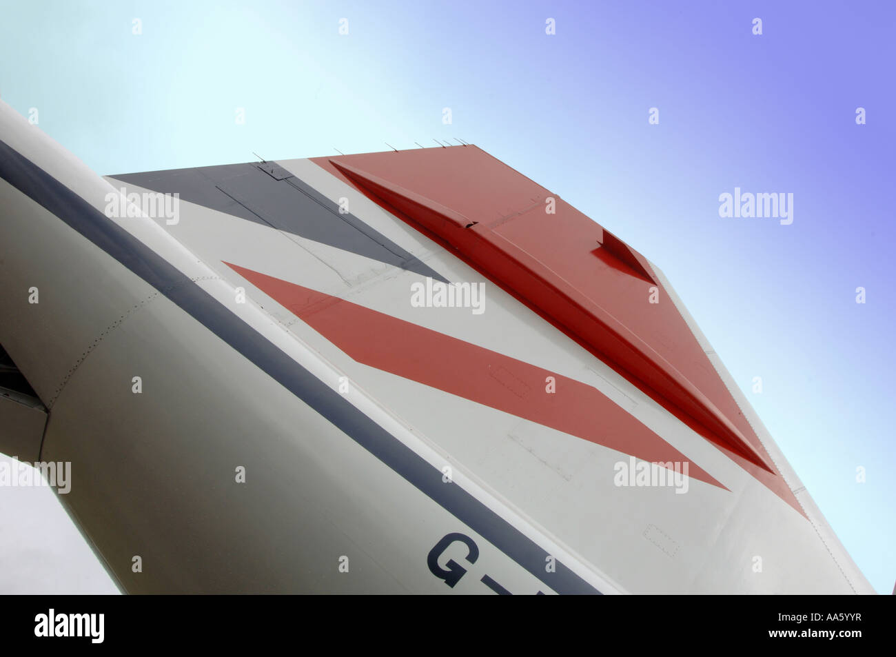 Concorde tail in British Airways colours Stock Photo - Alamy