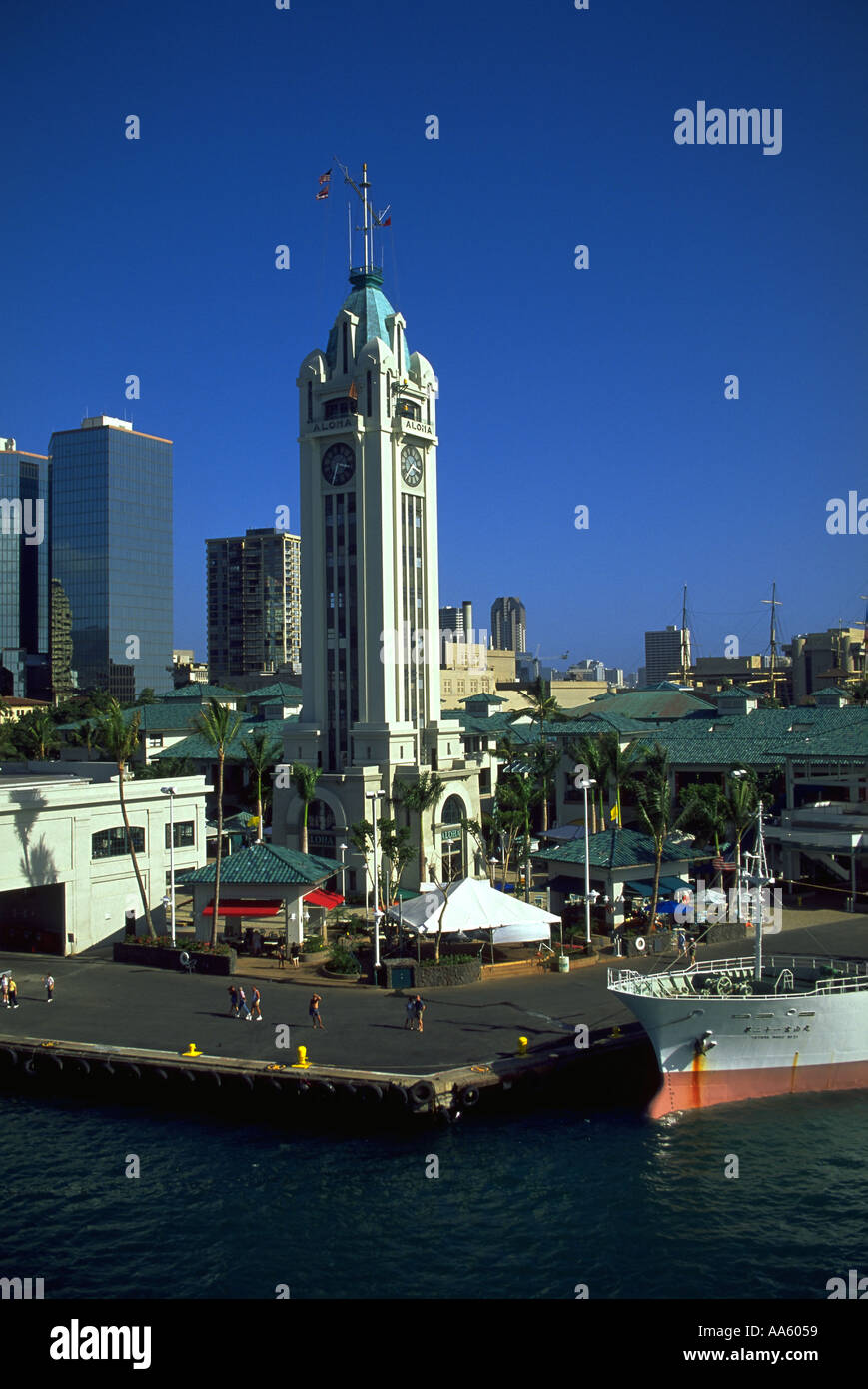 Aloha Tower Honolulu Harbor Honolulu Oahu Hawaii USA Stock Photo - Alamy