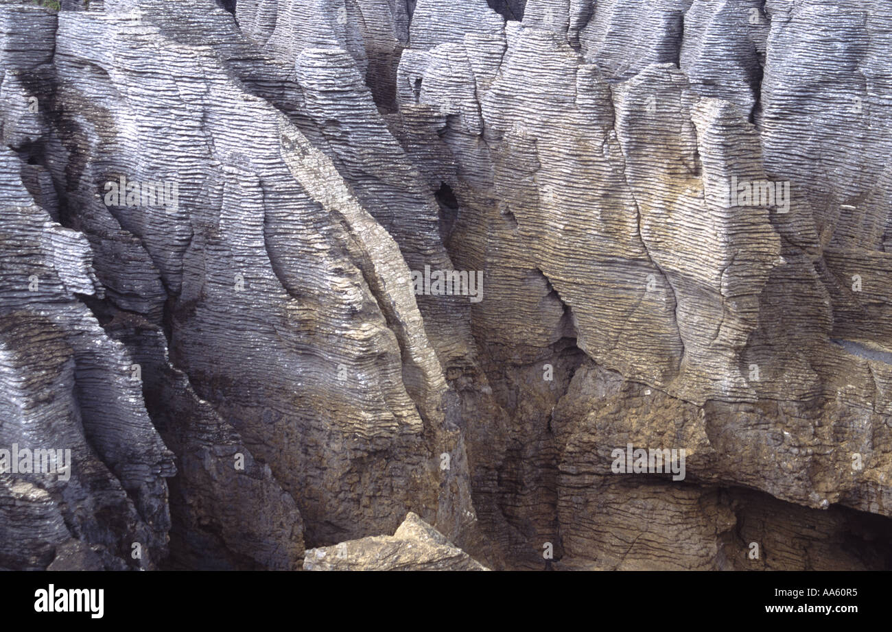Detail of rock formation Pancake Rocks Punakaiki New Zealand Stock ...