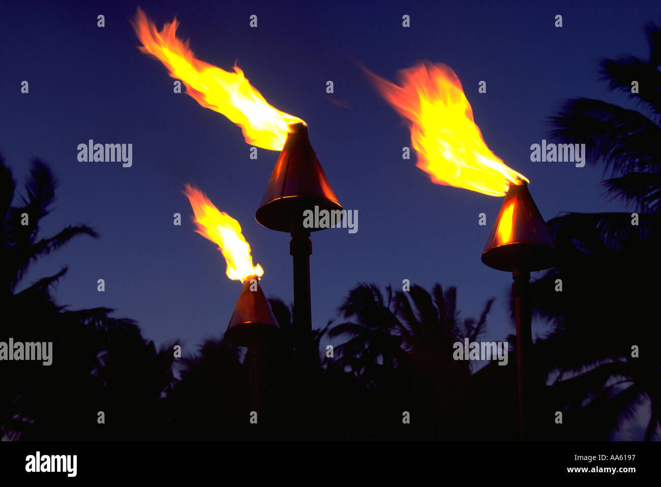 Tiki Torches Hawaii USA Stock Photo - Alamy