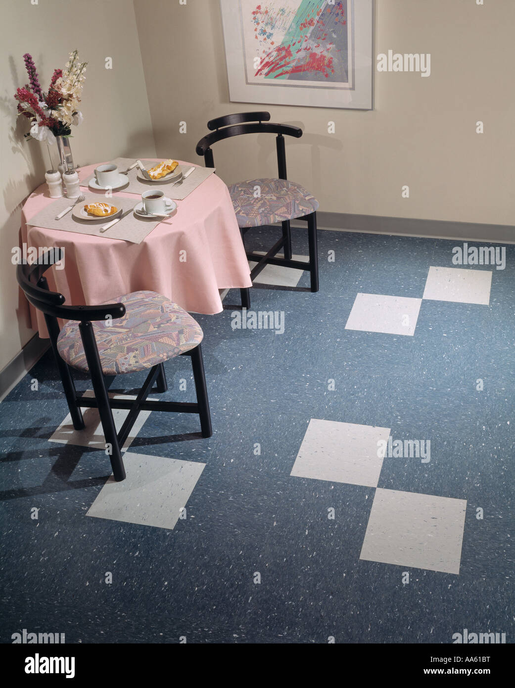restaurant dining room area table chairs ceramic vinyl tile floor Stock ...