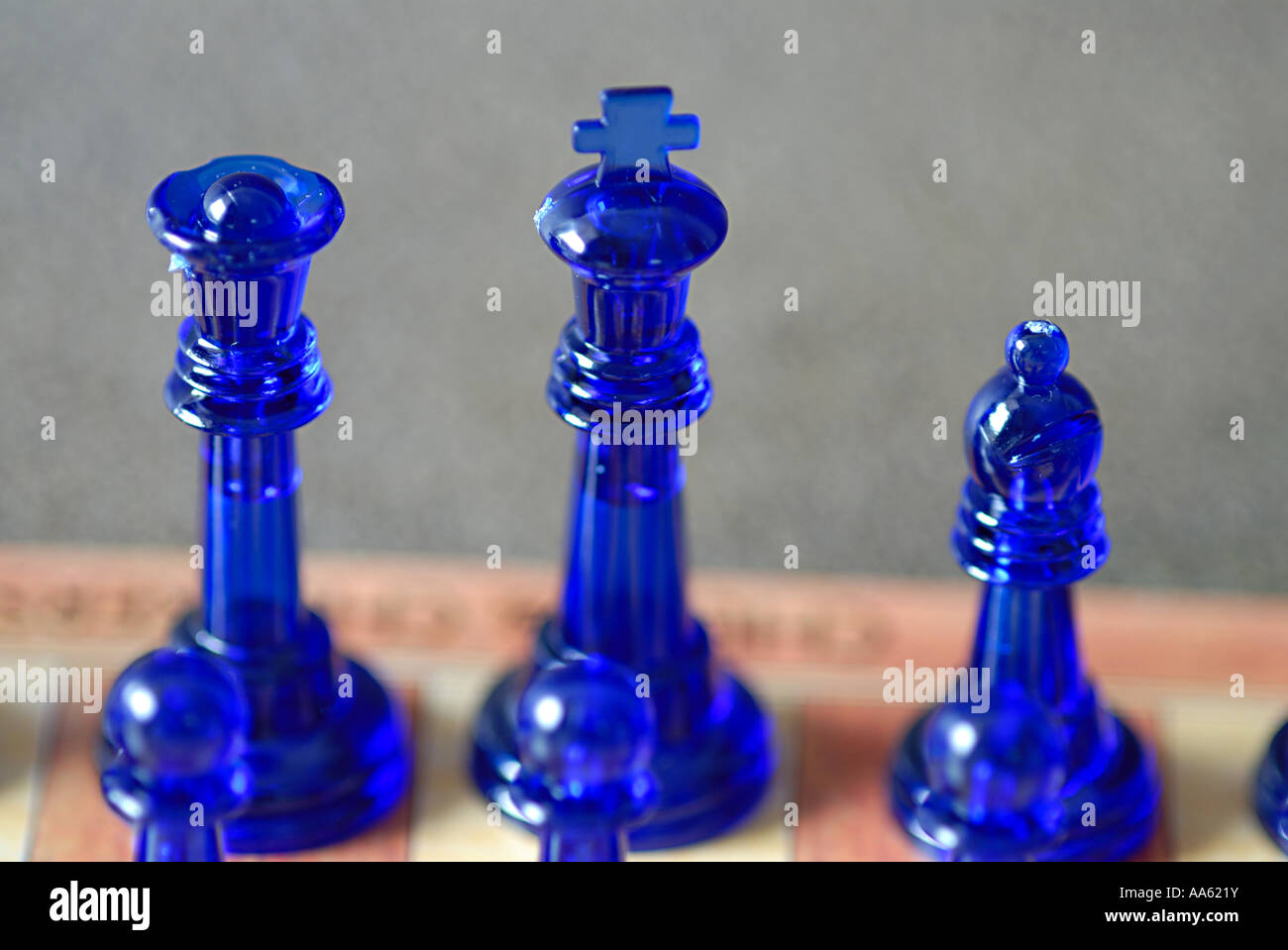 Chess pieces in blue color plastic Stock Photo - Alamy