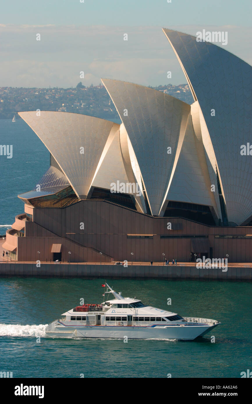 Sydney Harbour with Opera House with Manly Jet Cat Stock Photo - Alamy