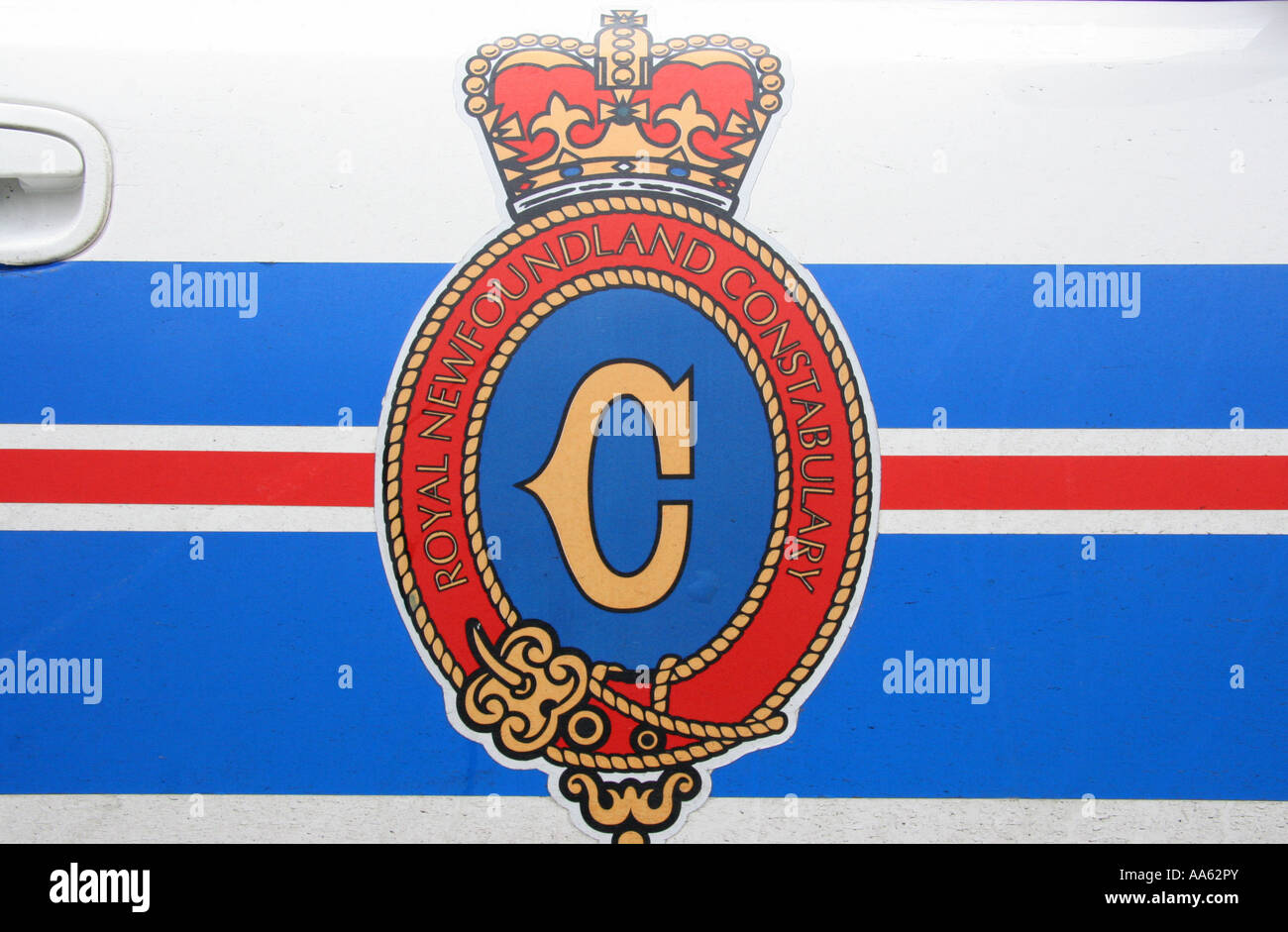 Detail of a Royal Newfoundland Constabulary police car and crest Stock ...