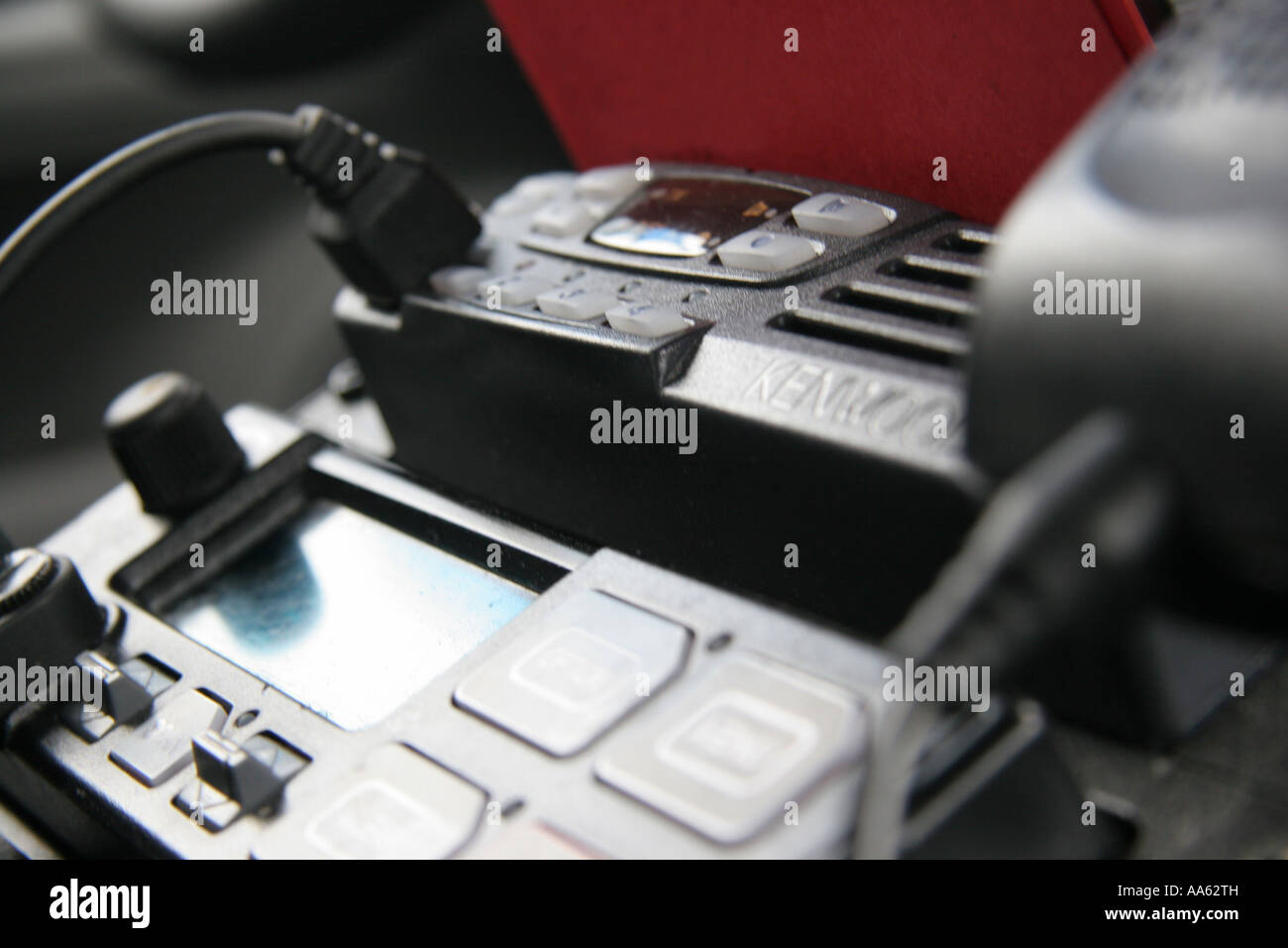 Close up detail of police car radio equipment Stock Photo - Alamy