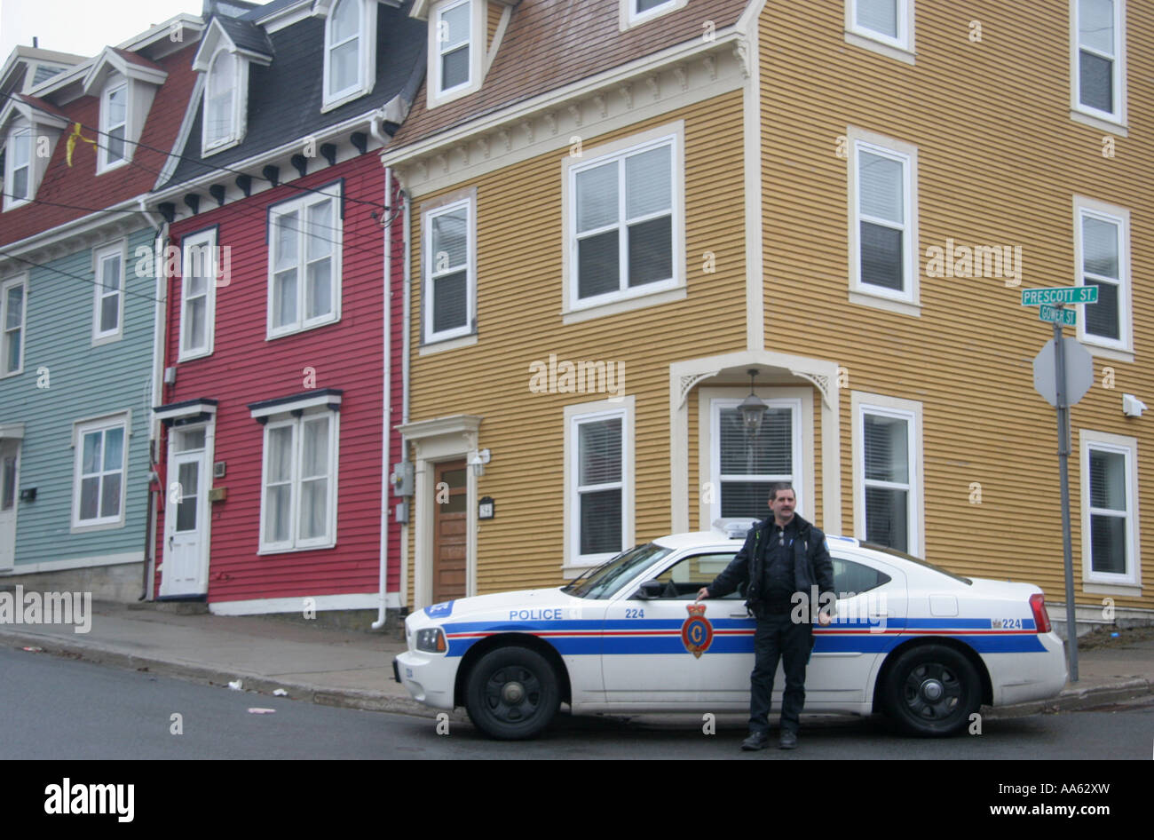 Royal Newfoundland Constabulary constable in downtown St John s Stock ...