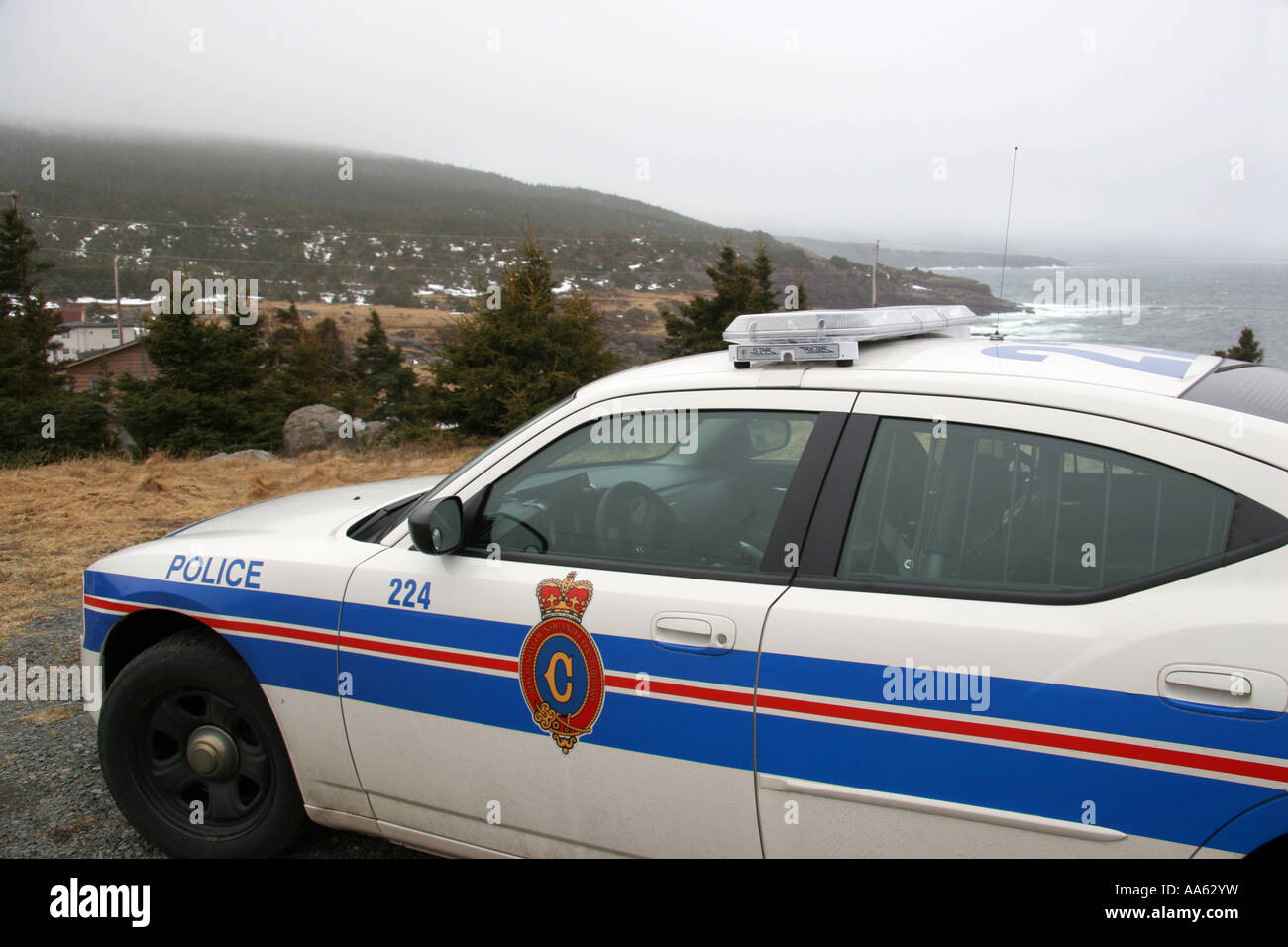 Royal Newfoundland Constabulary Police car at Cape Spear on the Avalon ...