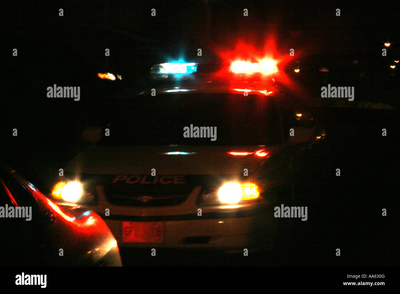 Royal Newfoundland Constabulary police car with its emergency lights ...