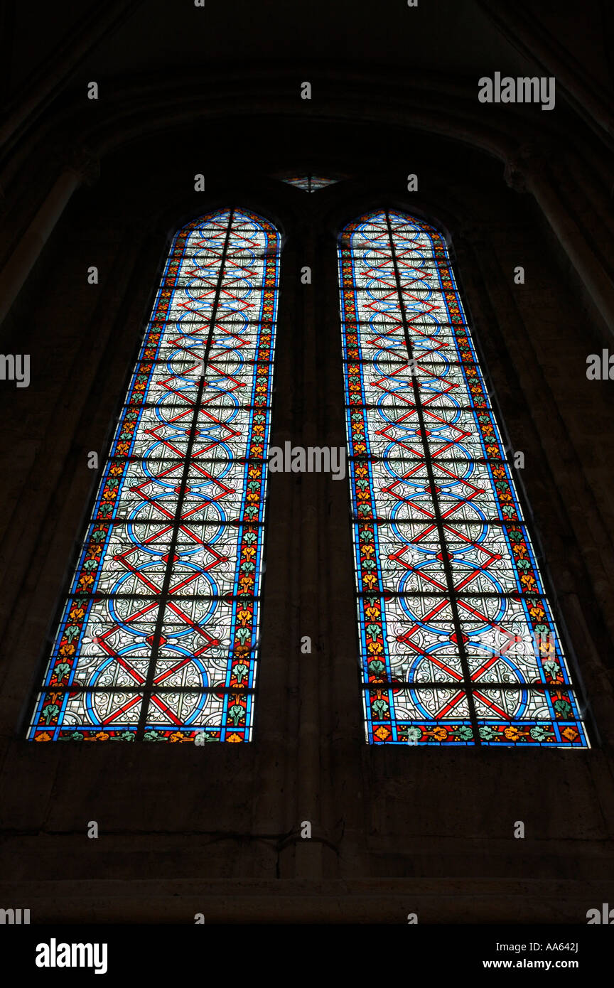 Stained glass window in Sees Cathedral Orne Normandy France Stock Photo ...