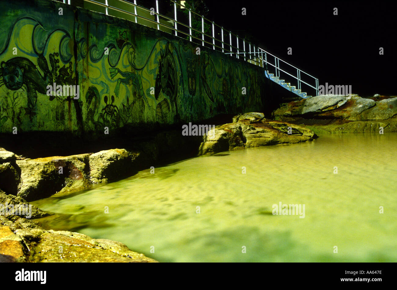 Bondi Beach natural pool at night Sydney Australia Stock Photo - Alamy