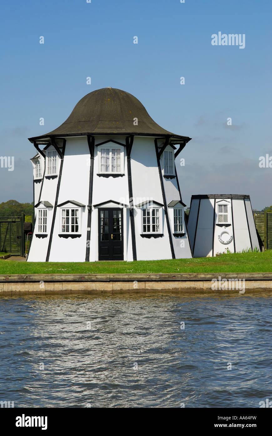 unusual bell shaped house on the norfolk broads, england Stock Photo ...
