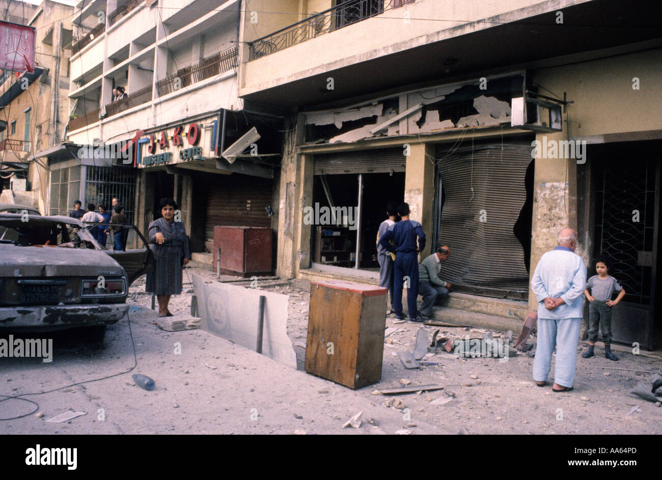 East Beirut after heavy bombings in spring 1989 during the civil war ...